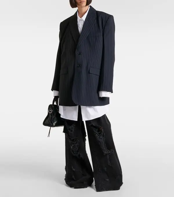 Vetements Pinstripe Wool Blazer - Blue