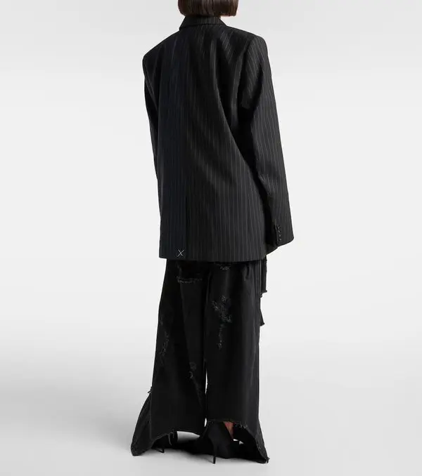 Vetements Pinstripe Wool Blazer - Blue