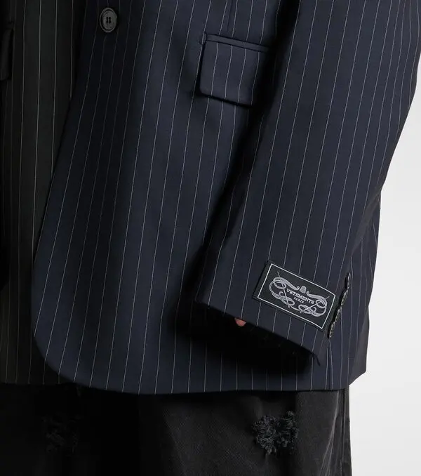 Vetements Pinstripe Wool Blazer - Blue