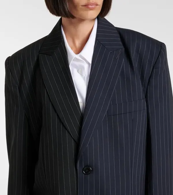 Vetements Pinstripe Wool Blazer - Blue