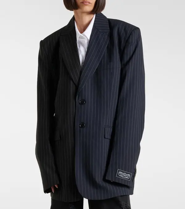 Vetements Pinstripe Wool Blazer - Blue