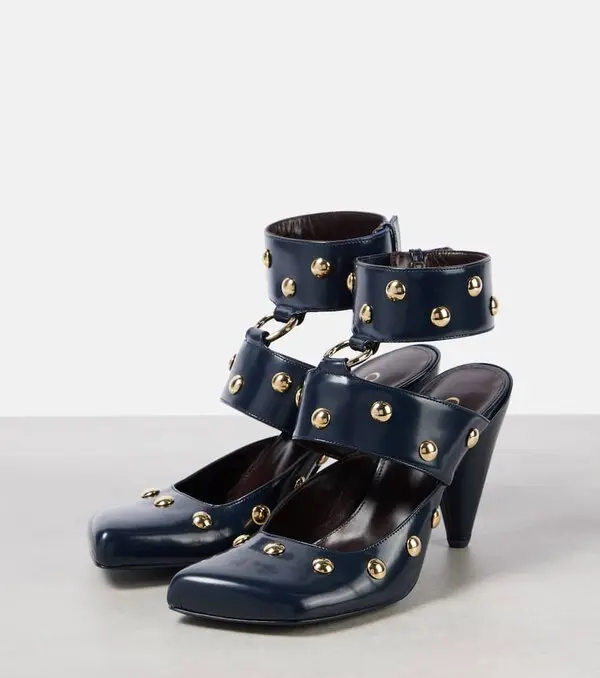 Chloé Jade Studded Leather Pumps - Blue