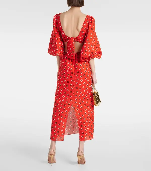 Johanna Ortiz Printed Linen Midi Dress