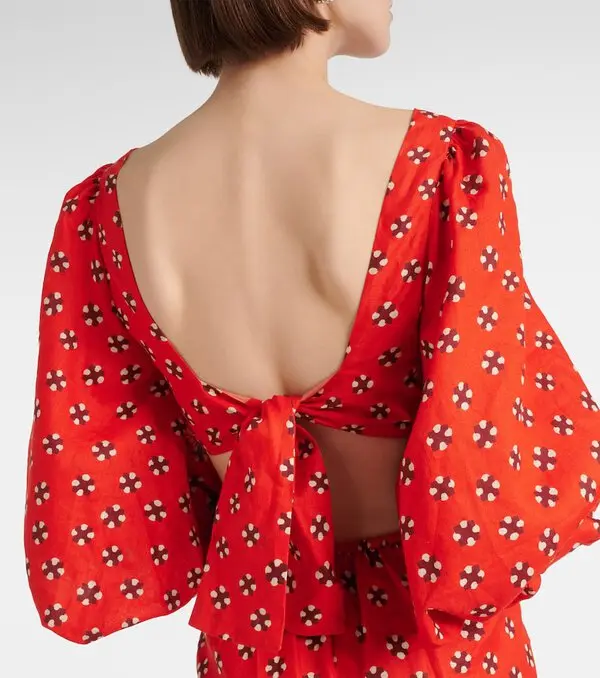 Johanna Ortiz Printed Linen Midi Dress