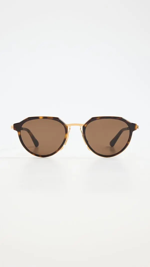 Bottega Veneta Thin Triangle Oval Sunglasses