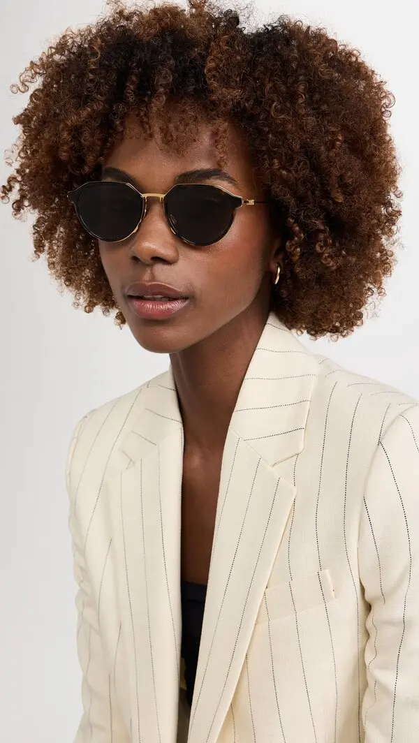 Bottega Veneta Thin Triangle Oval Sunglasses