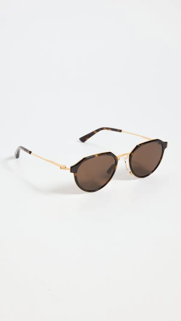 Bottega Veneta Thin Triangle Oval Sunglasses