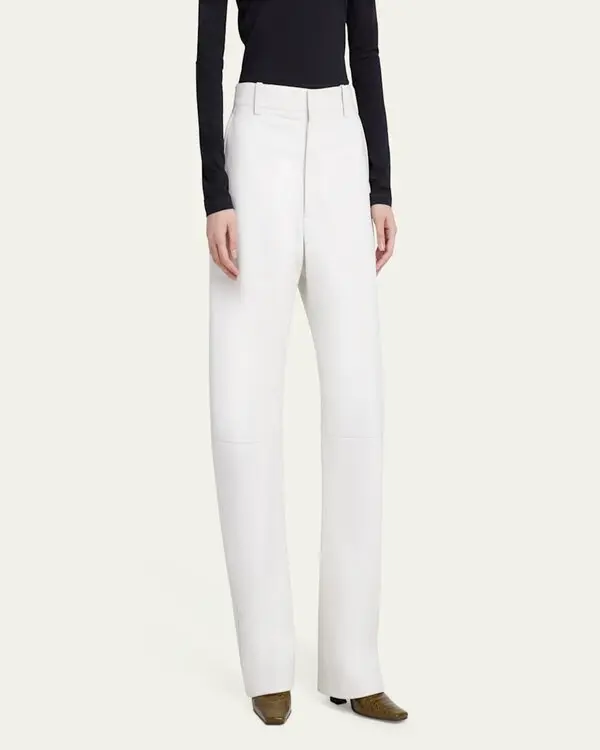 Bottega Veneta Napa Leather Rounded Leg Trousers