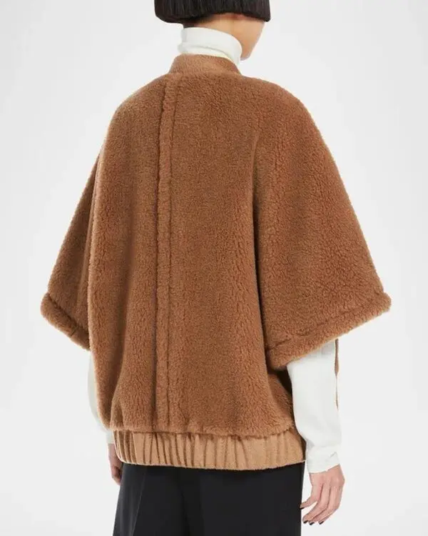 Max Mara Briose Wool Blend Wrap Poncho
