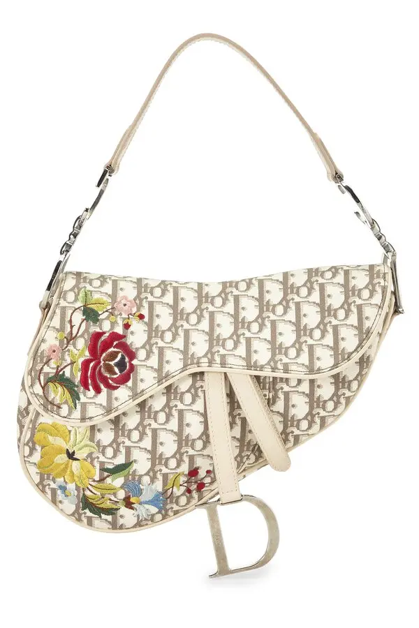 Dior Embroidered Floral Saddle Bag