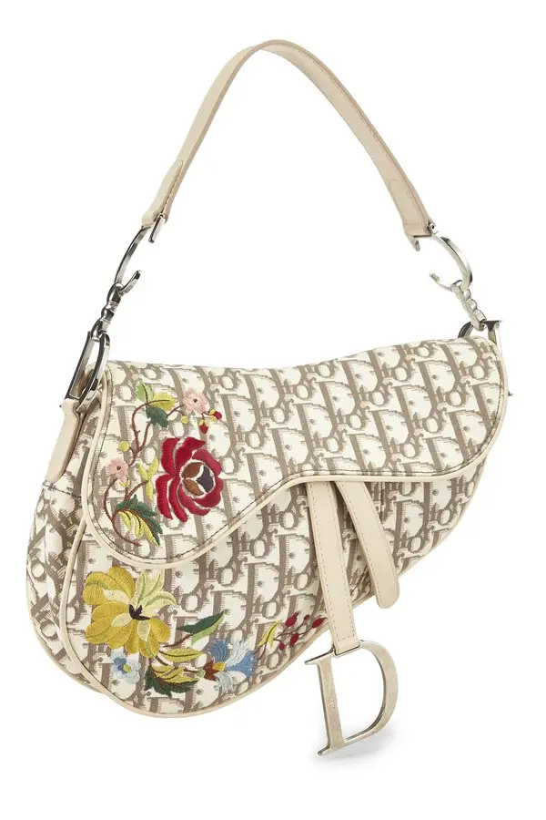 Dior Embroidered Floral Saddle Bag