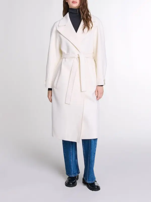 Maje Wool Double-faced Mid-length Coat - Ecru