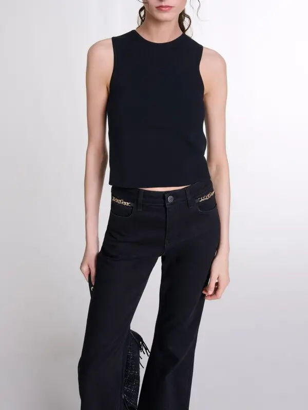 Maje Viscose Knit Crop Top