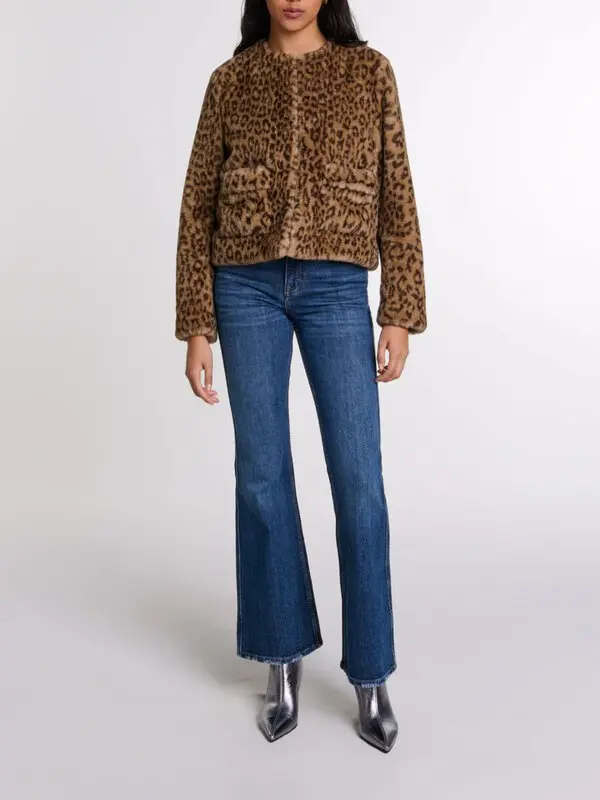 Maje Cropped Faux Fur Jacket