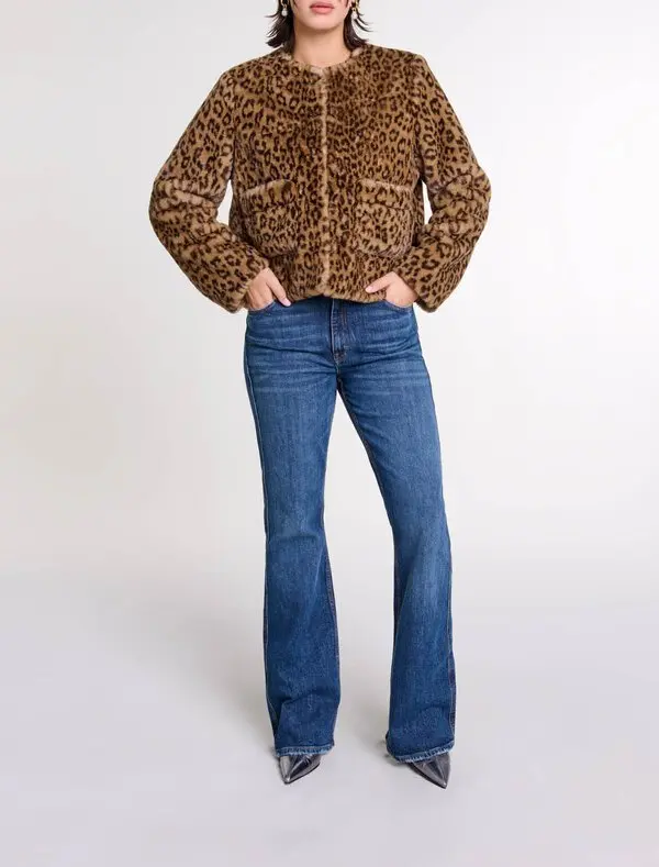 Maje Cropped Faux Fur Jacket
