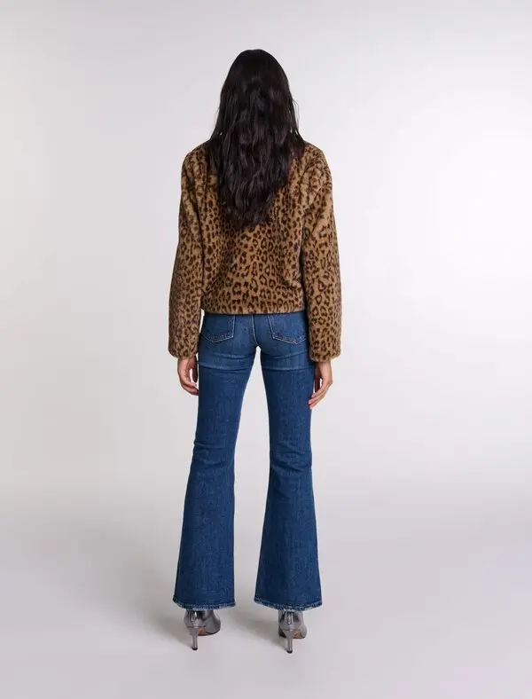 Maje Cropped Faux Fur Jacket