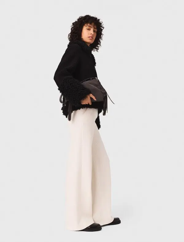 Maje Curly Cropped Jacket With Textured Cuffs