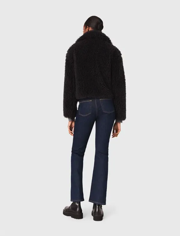 Maje Curly Cropped Coat - Anthracite Grey