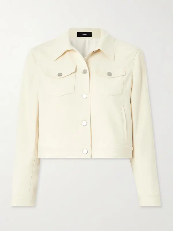 Theory Shrunken Trucker Cropped Crepe Jacket