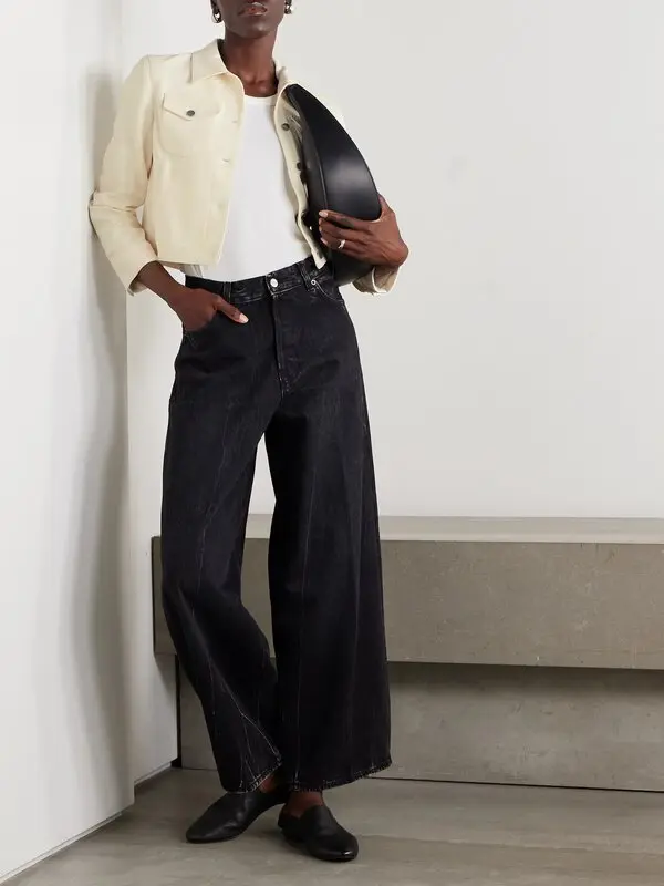 Theory Shrunken Trucker Cropped Crepe Jacket