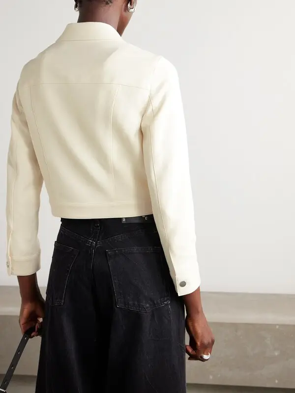 Theory Shrunken Trucker Cropped Crepe Jacket