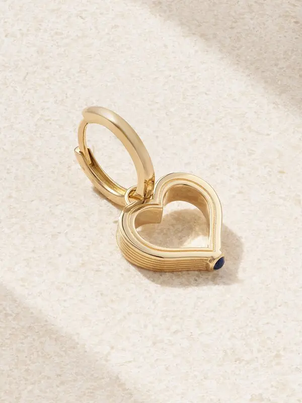 MARIE LICHTENBERG Heart Baby 18-karat Sapphire Single Hoop Earring - Gold