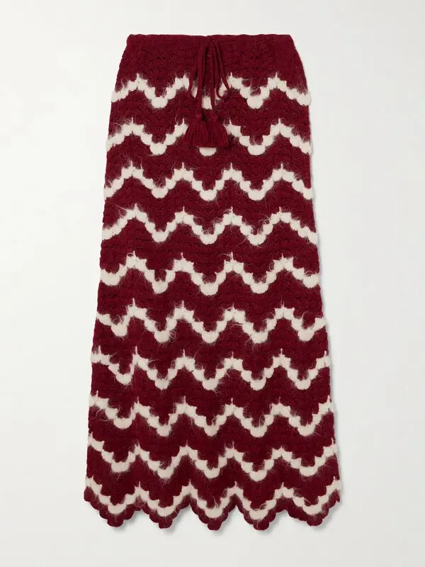 Escvdo Safi Scalloped Crocheted Alpaca Midi Skirt