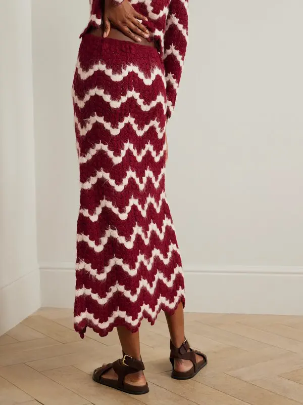 Escvdo Safi Scalloped Crocheted Alpaca Midi Skirt
