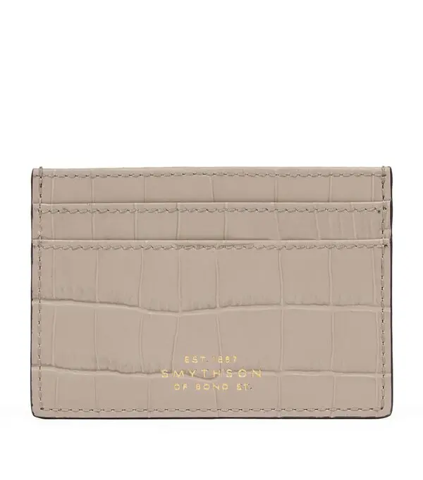 Smythson Leather Mara Flat Card Holder - Beige