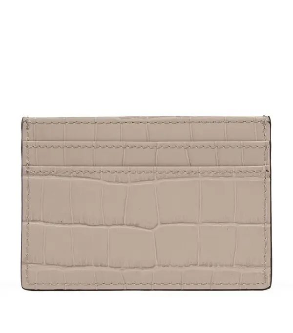 Smythson Leather Mara Flat Card Holder - Beige