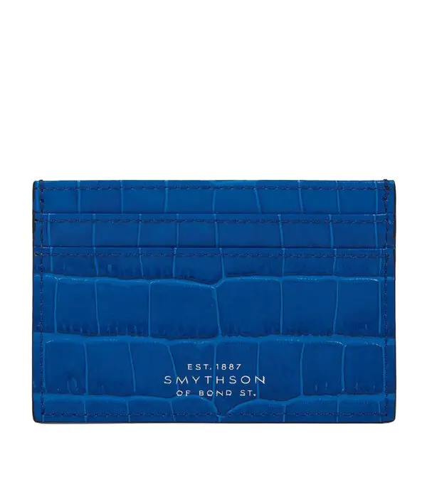 Smythson Leather Mara Flat Card Holder - Blue