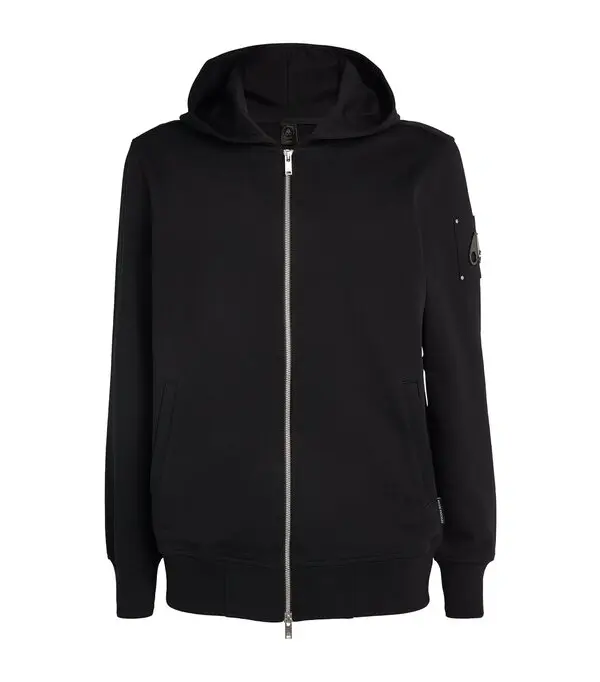 Moose Knuckles Logo Zip-up Hoodie - Black
