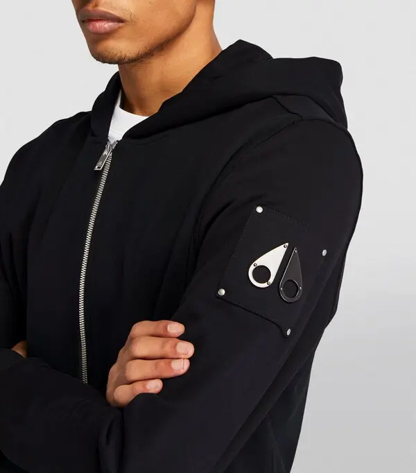 Moose Knuckles Logo Zip-up Hoodie - Black