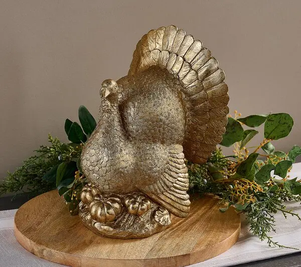 MARTHA STEWART 12' Gilded Golden Turkey Figurine - One-color