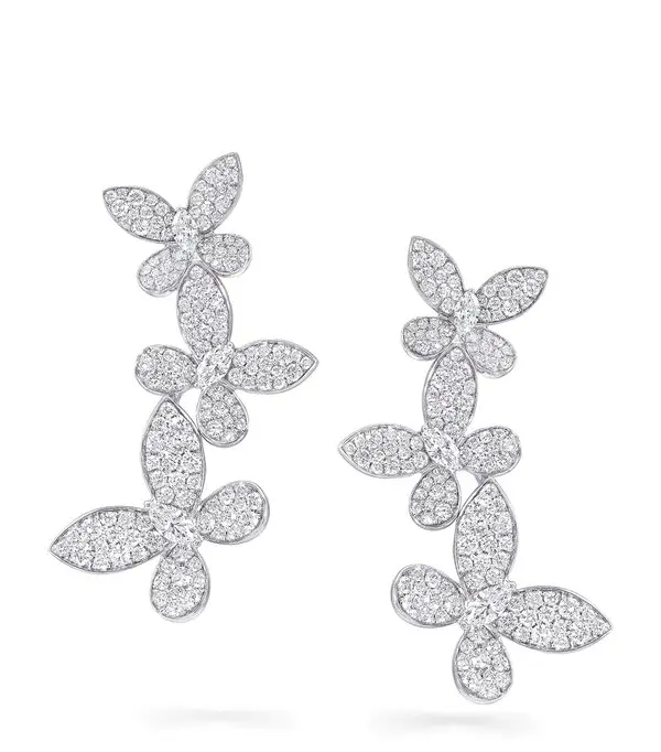 Graff Gold And Diamond Butterfly Drop Earrings - White