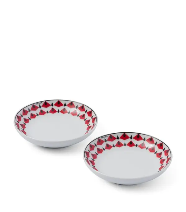 Prada Set Of 2 Porcelain Vienna Sauce Bowls - Black