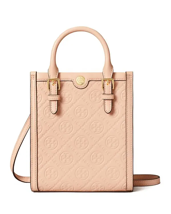 Tory Burch T Monogram Leather Mini N/s Tote - Blush