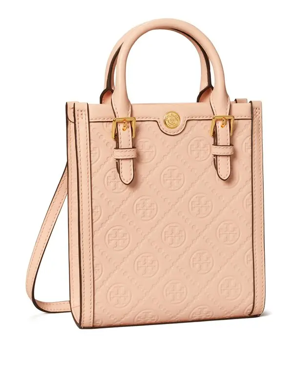 Tory Burch T Monogram Leather Mini N/s Tote - Blush