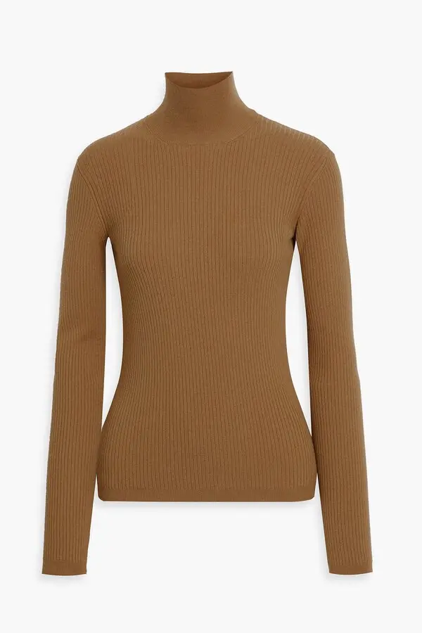 Another Tomorrow Ribbed Wool-blend Turtleneck Sweater - Camel