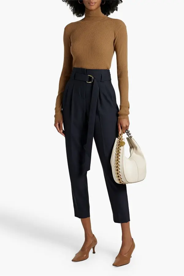 Another Tomorrow Ribbed Wool-blend Turtleneck Sweater - Camel