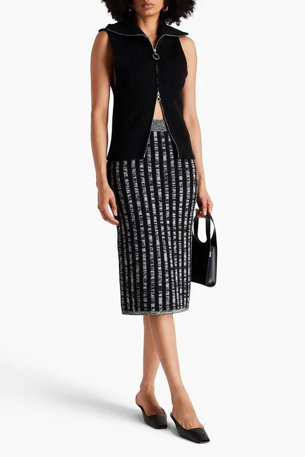 JOSEPH Spacedyed Jacquard-knit Midi Skirt