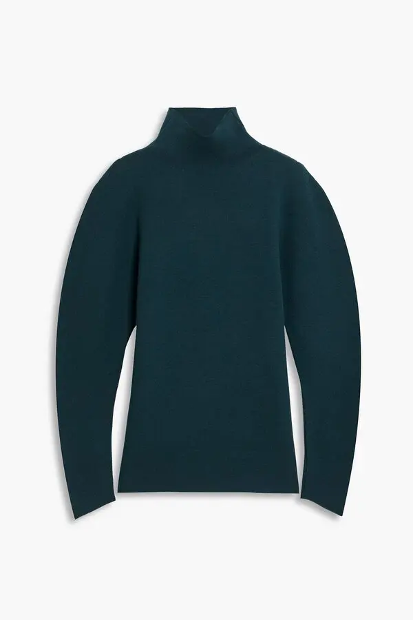 Another Tomorrow Wool Turtleneck Pullover - Petrol