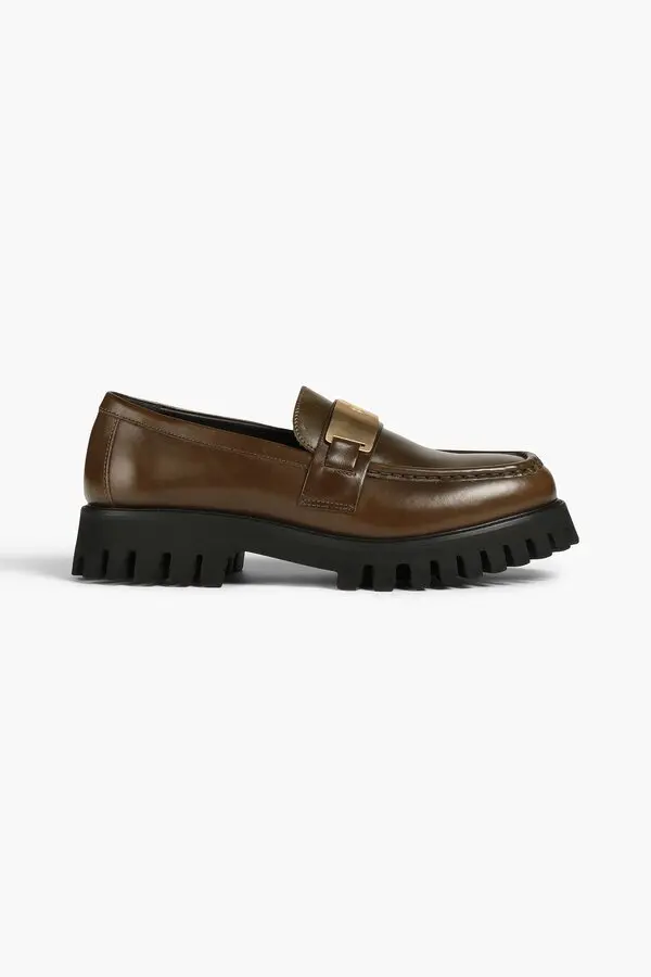 Maje Embellished Leather Platform Loafers