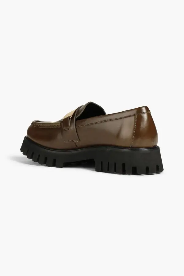 Maje Embellished Leather Platform Loafers