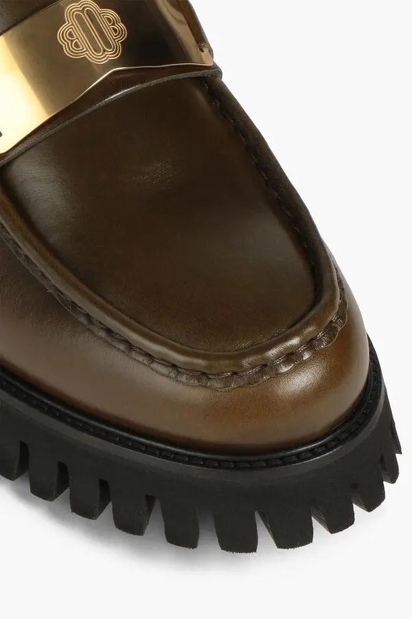 Maje Embellished Leather Platform Loafers