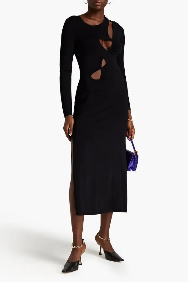 Maje Cutout Knitted Midi Dress