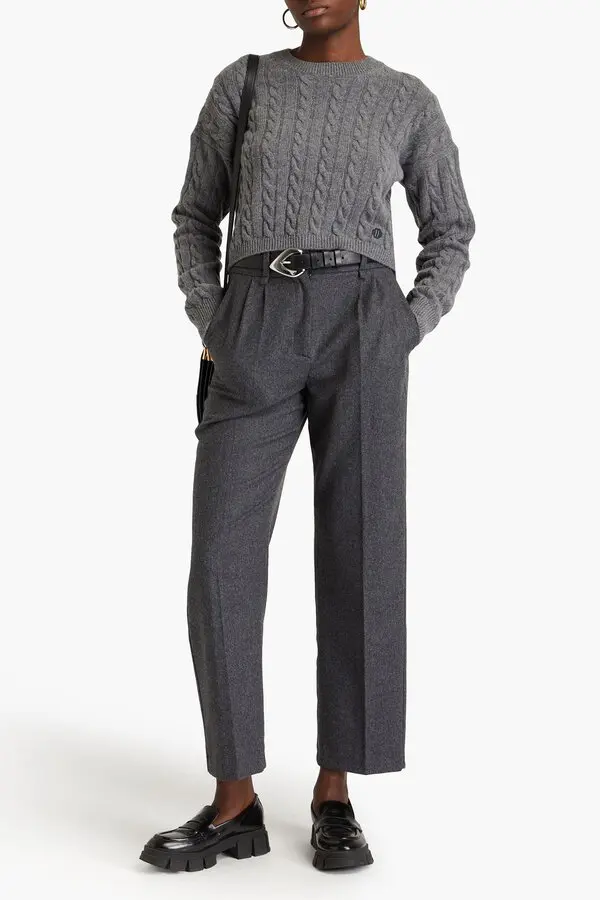 Maje Wool-blend Felt Trousers