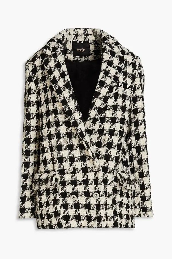 Maje Houndstooth Bouclé-tweed Blazer
