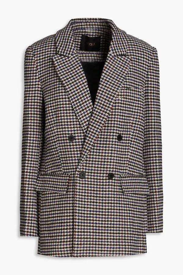 Maje Double-breasted Houndstooth Blazer
