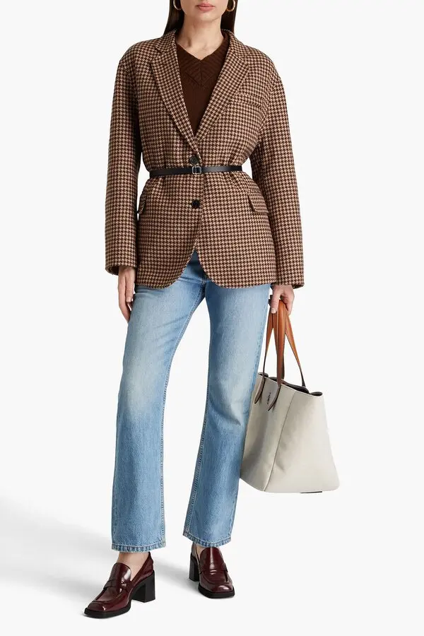 Maje Belted Houndstooth Blazer